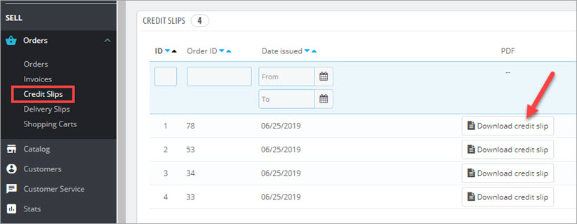 PrestaShop Credit Slips. Managing Credit Slips in PrestaShop 1.7
