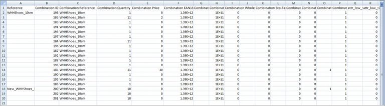 Update Prestashop Combinations Importing Them