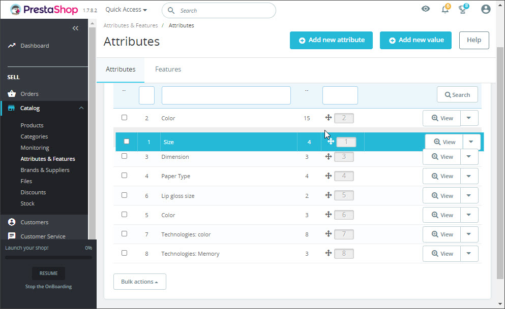 Modifier l'Ordre des Attributs PrestaShop sur la Page Produit